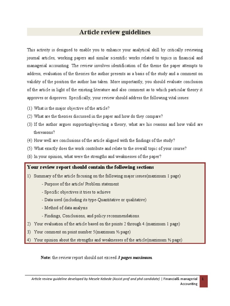 Article Review Guidelines | PDF