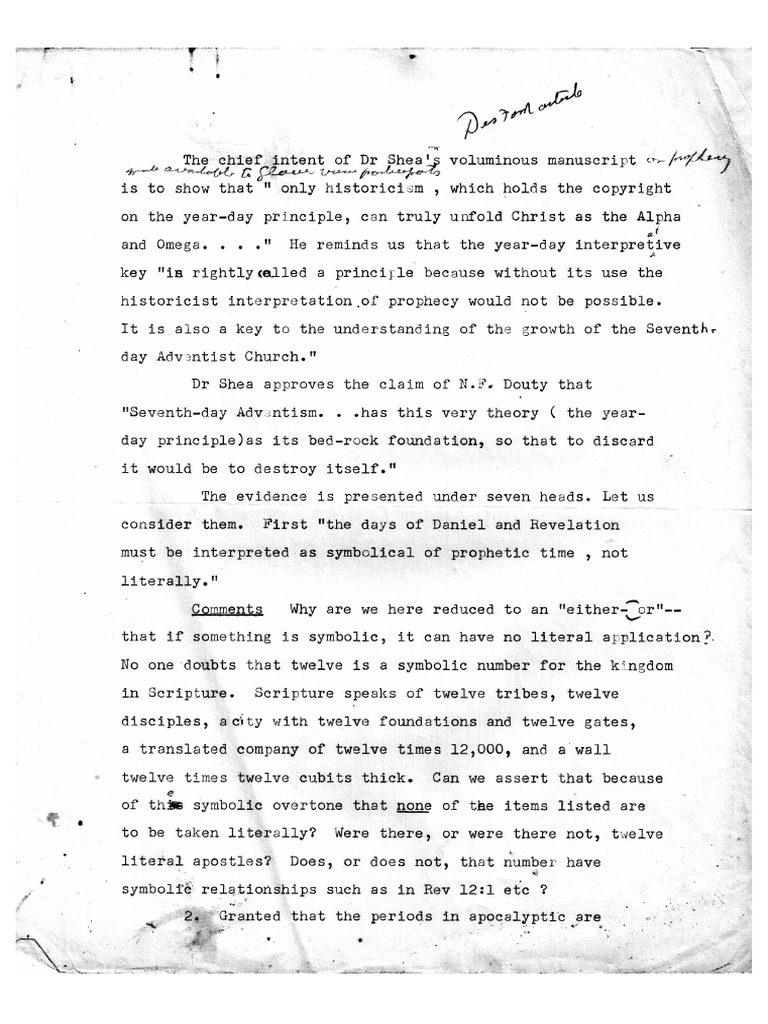 Des, Article, On Bill Shea's Manuscript On Prophecy, 8 Pp. Typed | PDF