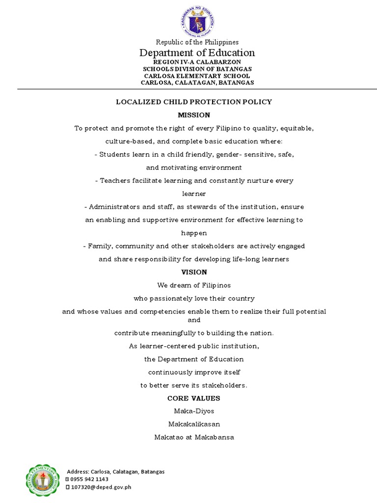 Localized Child Protection Policy | PDF | Child Abuse | Violence