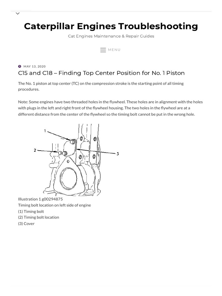 C15 and C18 - Finding Top Center Position For No. 1 Piston - Caterpillar Engines Troubleshooting ...