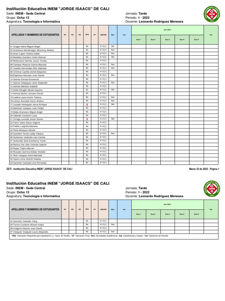 Institución Educativa INEM "JORGE ISAACS" DE CALI | PDF