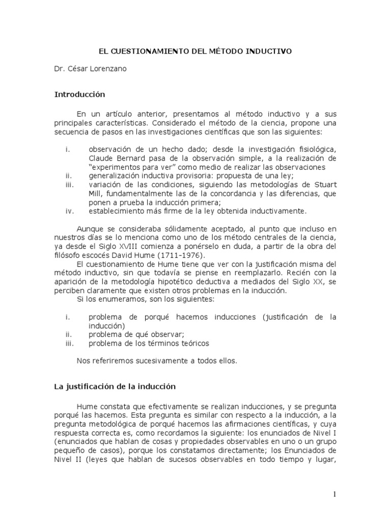 Método Inductivo | PDF | Razonamiento inductivo | Método científico