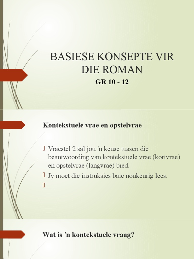 Basiese Konsepte Vir Die Roman | PDF