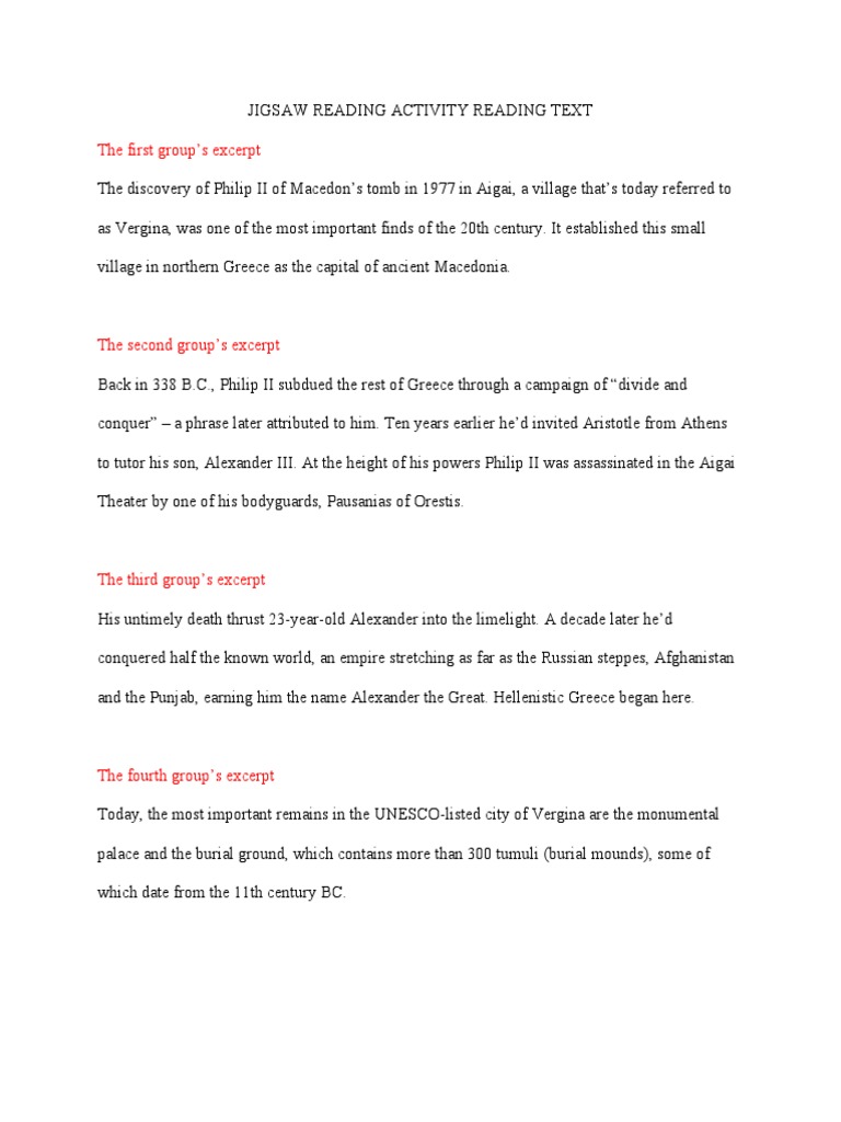 Jigsaw Reading | PDF