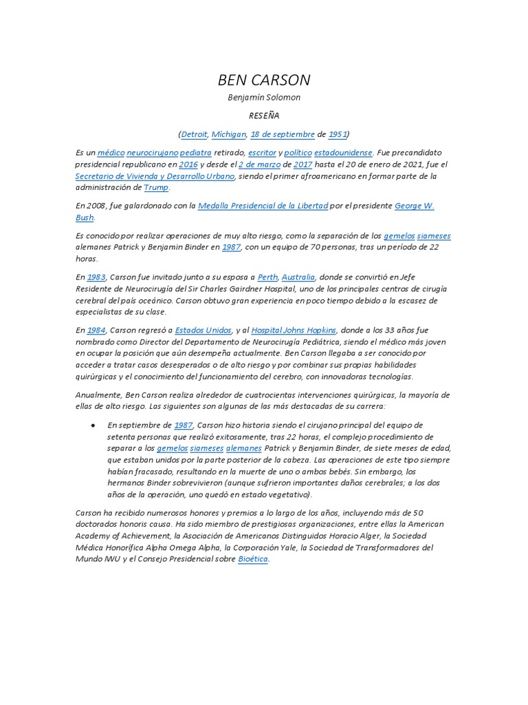 Reseña Ben Carson | PDF