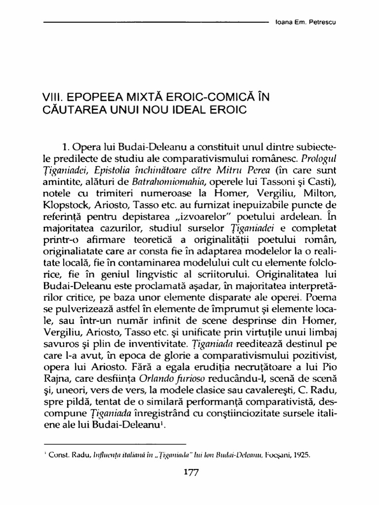 Petrescu, Ioana Em., Ion Budai-Deleanu Și Eposul Comic | PDF