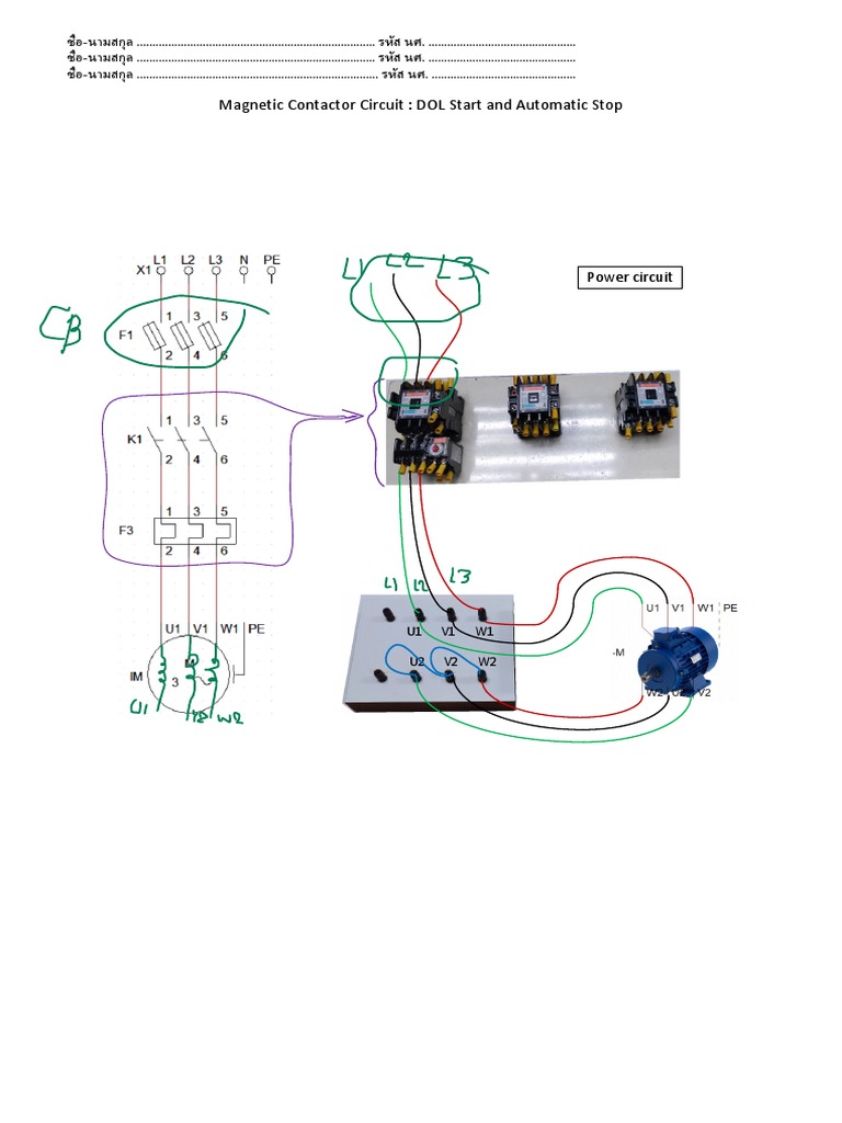 Magnetic Contactor Circuit DOL | PDF