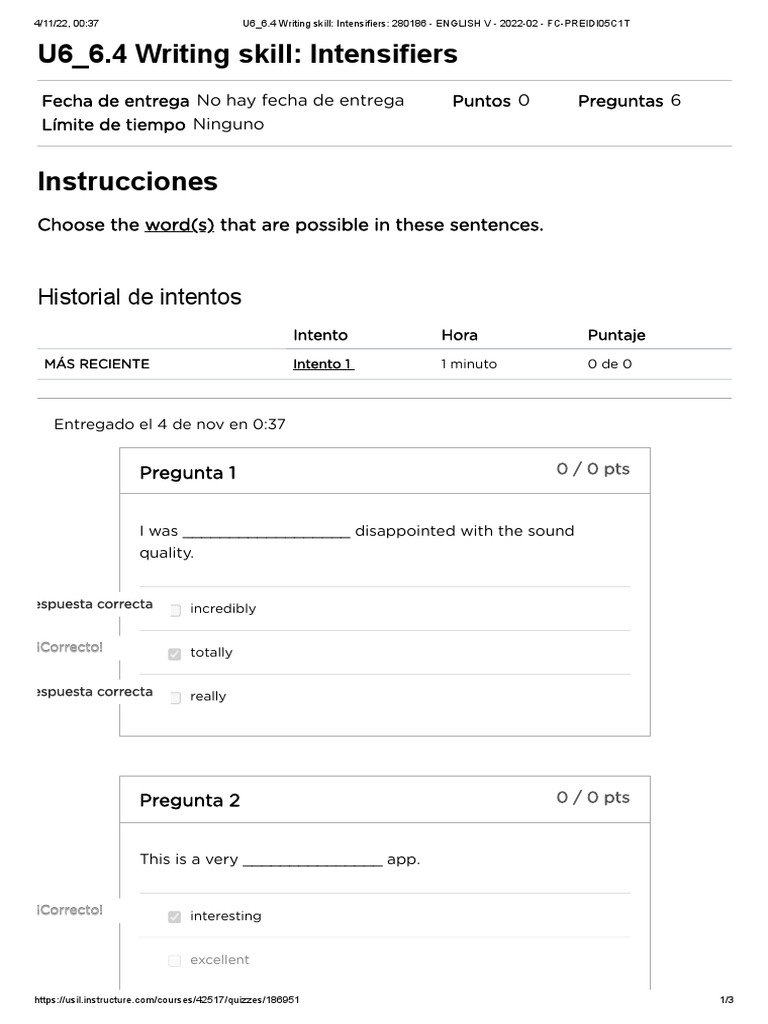 U6 6.4 Writing Skill Intensifiers 280186 - EnGLISH V - 2022-02 - FC-PREIDI05C1T | PDF
