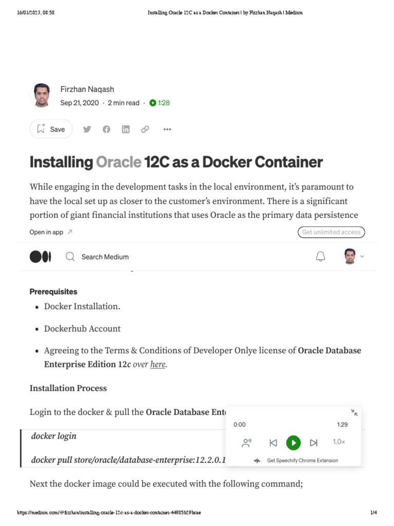 Installing Oracle 12C As A Docker Container - by Firzhan Naqash ... Installing Oracle 12C As A Docker Container - by Firzhan Naqash ...