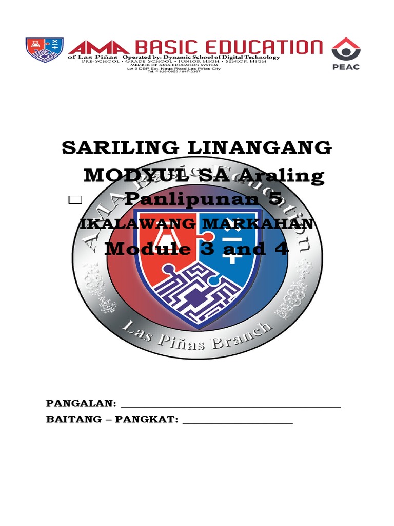 Sariling Linangang MODYUL SA Araling Panlipunan 5 Module 3 and 4 | PDF
