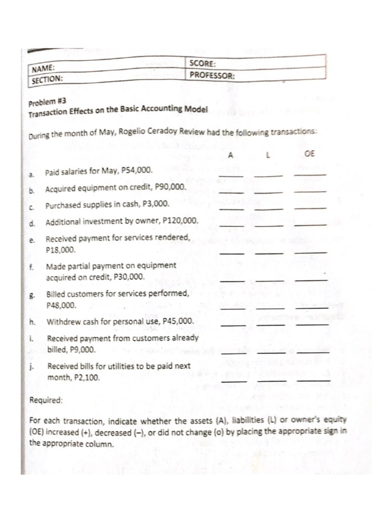 Assignment - Basic Accounting Equation | PDF
