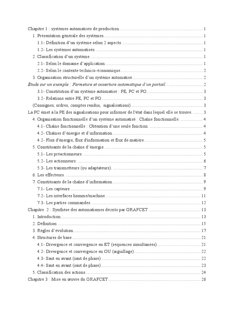 Cours Automatisme 1 | PDF | Capteur | Interrupteur