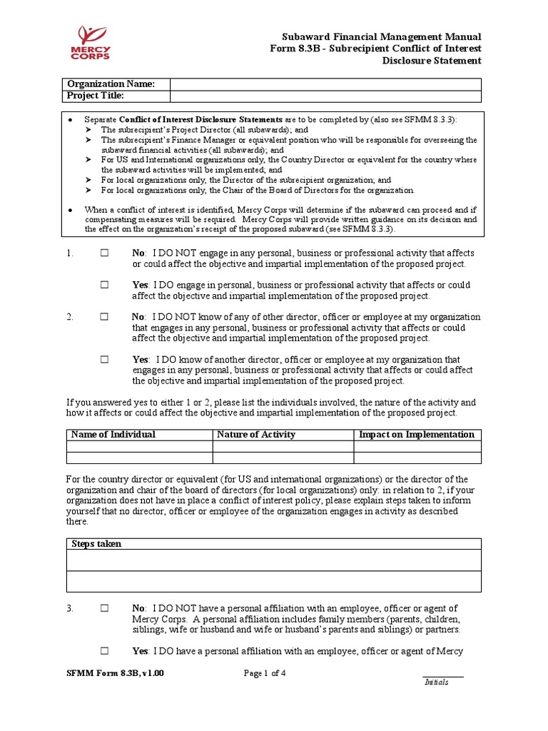 Conflict of Interest Disclosure Statement | PDF