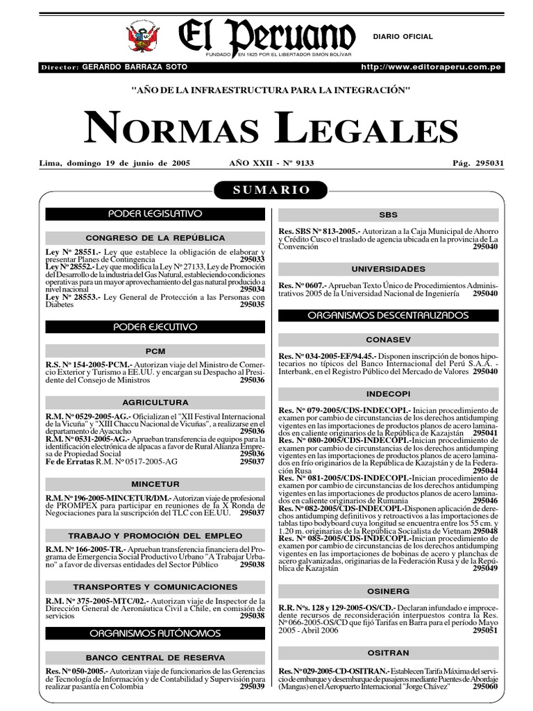 Ley 28551 Ley Que Establece La Obligación de Elaborar y Presentar ...