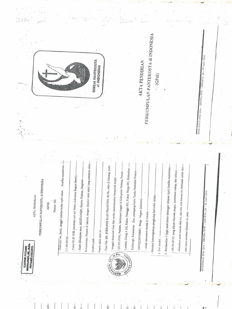 Akta Pendirian GPdI | PDF