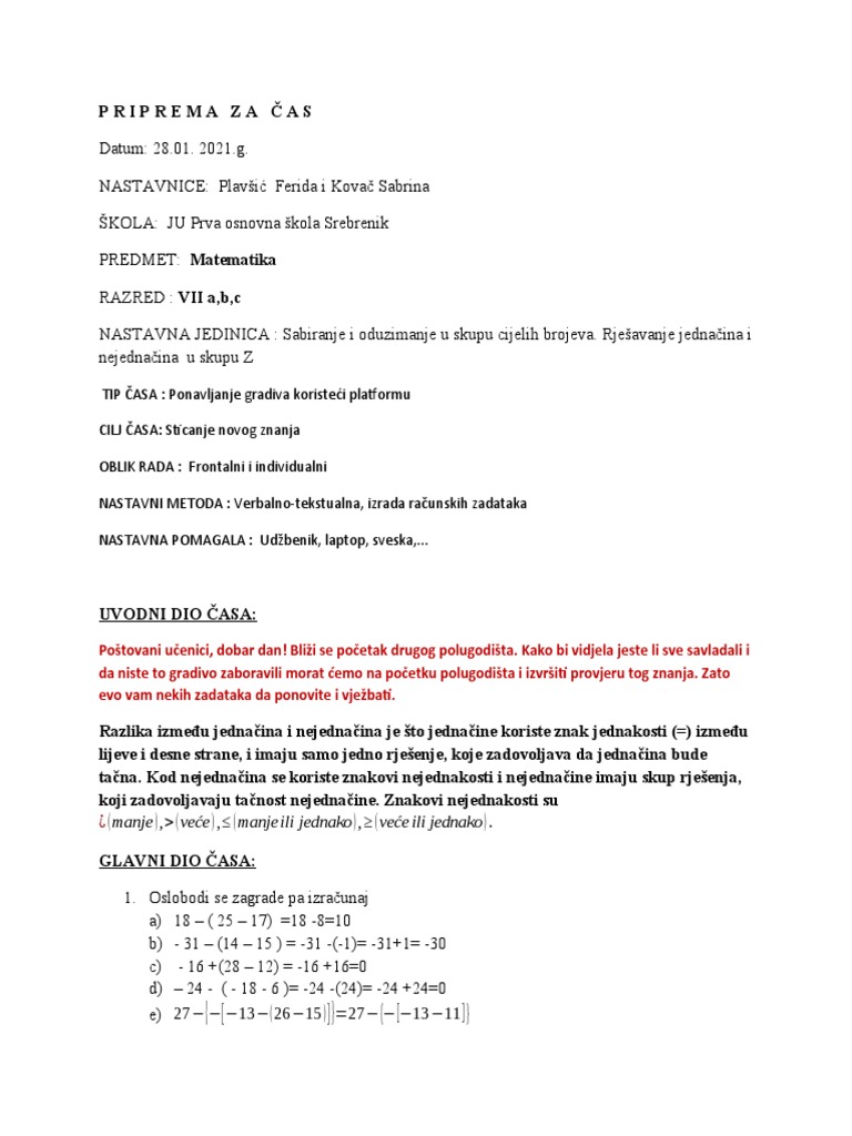 MM VII Razred - Ponavljanje Gradiva | PDF