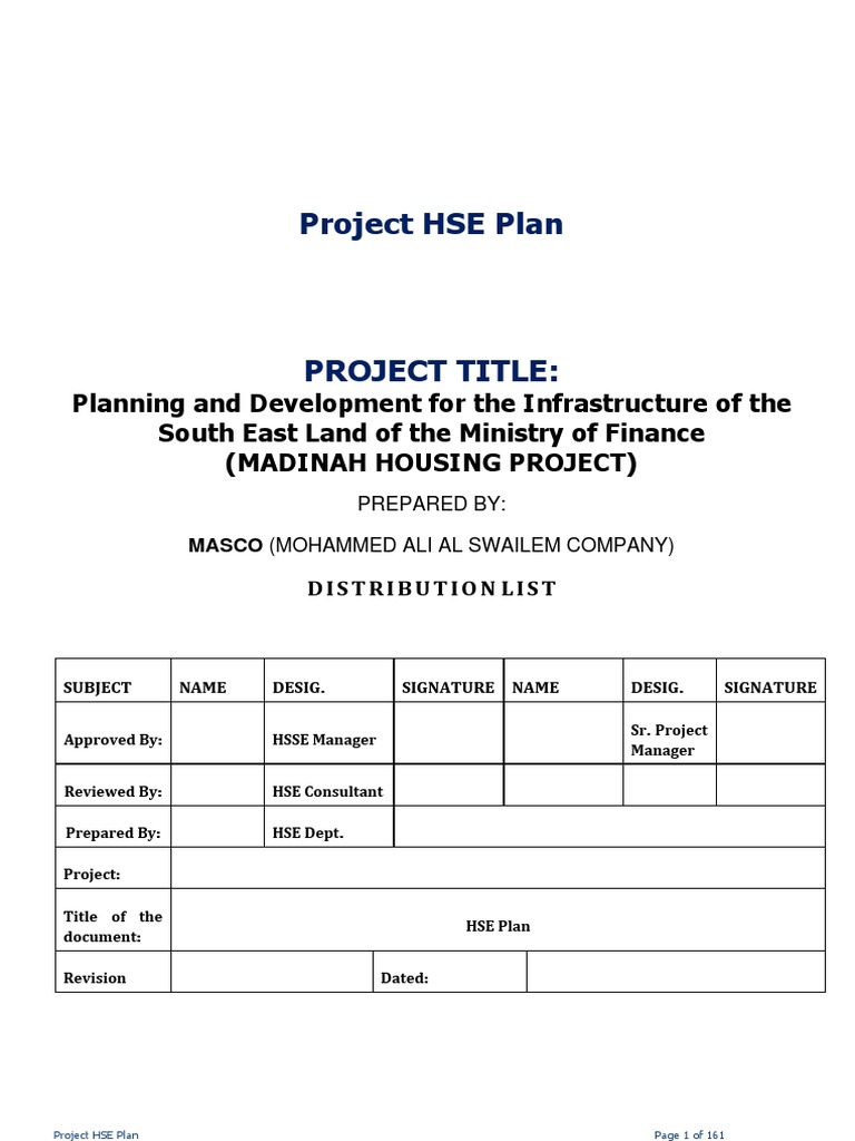 HSE Plan | PDF | Occupational Safety And Health | Safety