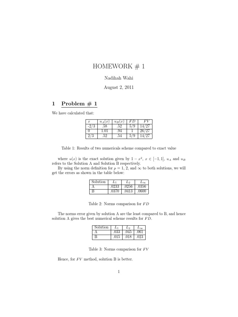 Homework 1 1 Problem 1 Pdf Numerical Analysis Applied 9694