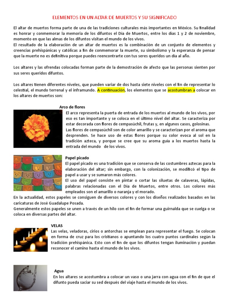 Elementos y Significado del Altar de Muertos | PDF | Antropología cultural
