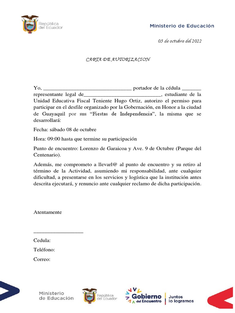 Carta Permiso Desfile 1 | PDF