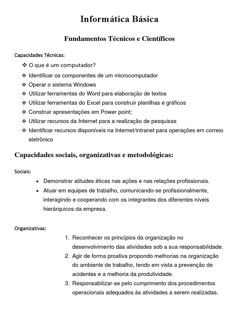 1 Informática Básica Pdf Segurança Da Informação Armazenamento