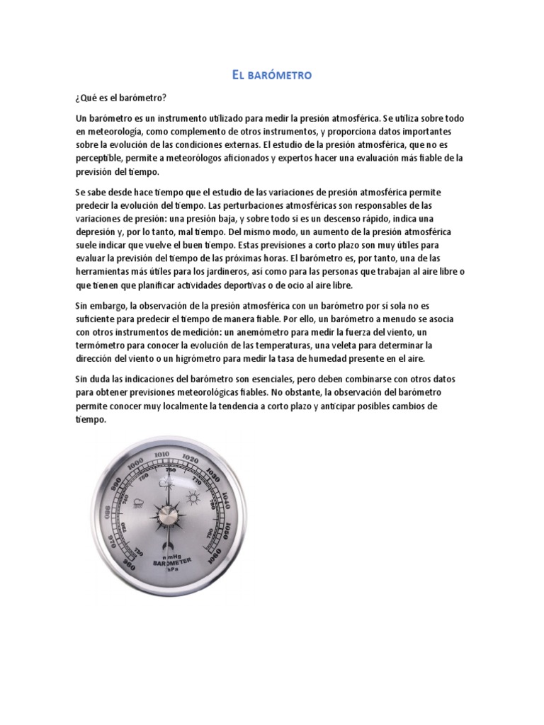 Barómetro | PDF | Meteorología | Presión atmosférica