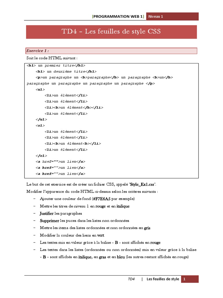 Les Feuilles de Style CSS | PDF | Programmation web | Html