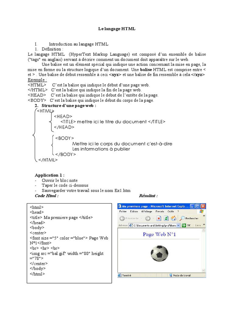 Introduction au langage HTML | PDF | Html | Langage de balisage