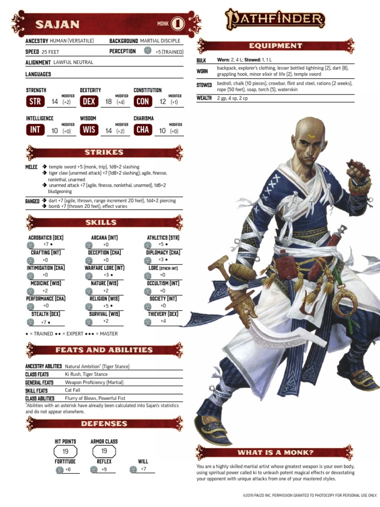 Sajan - Level 1 Monk | PDF