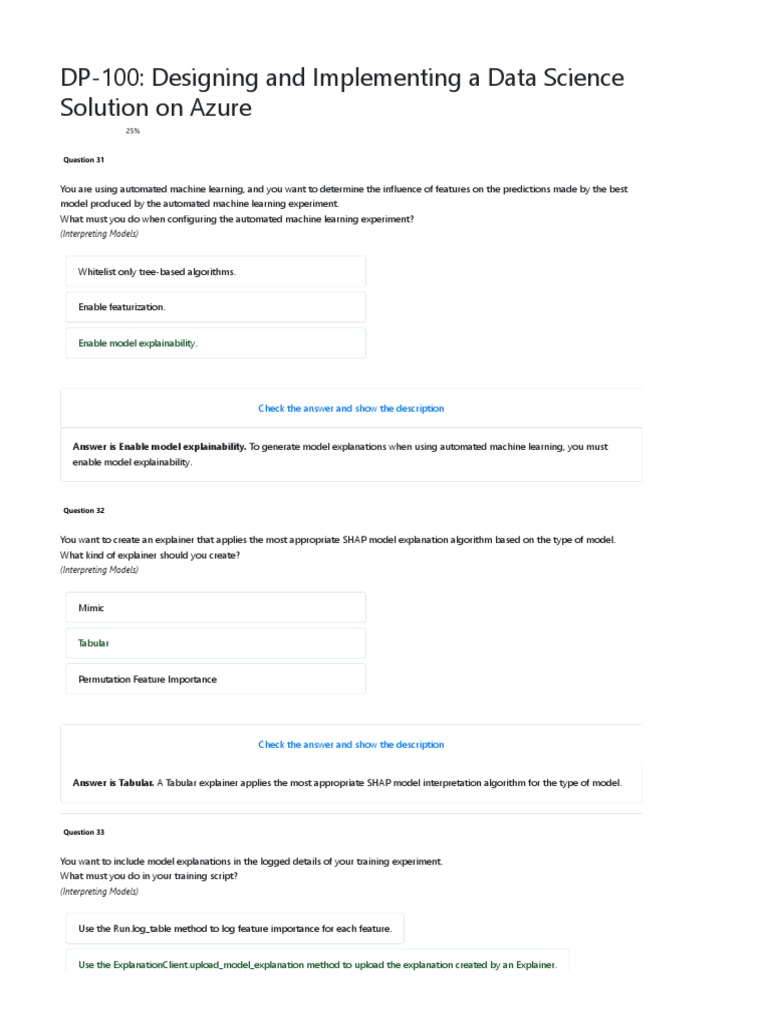Dp 100 Designing And Implementing A Data Science Solution On Azure Exam