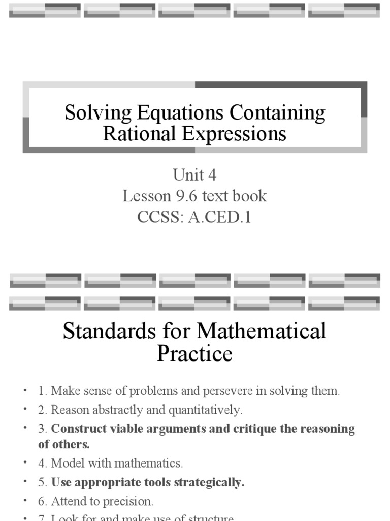 Rational Equations and Inequalities | PDF