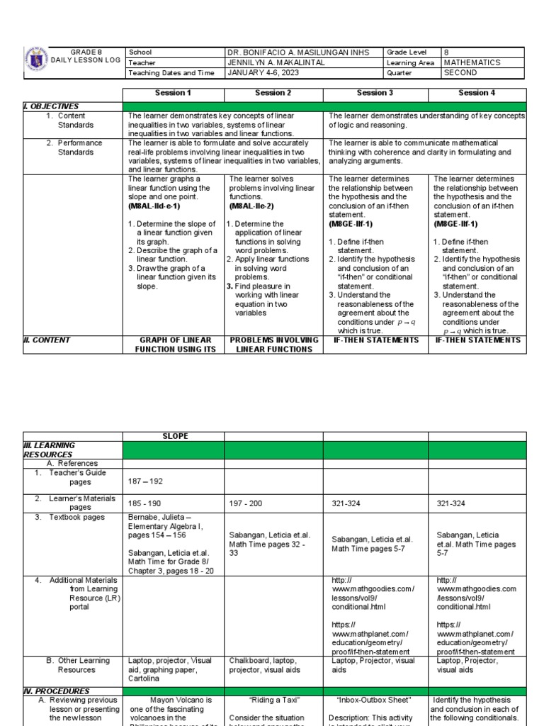 Week 7 - Q2 - Math 8 | PDF | Function (Mathematics) | Logic