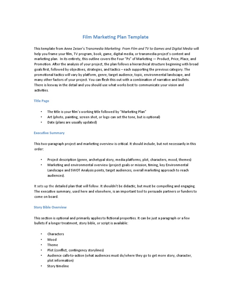 Film Marketing-Plan-Template | PDF | Marketing | Target Audience