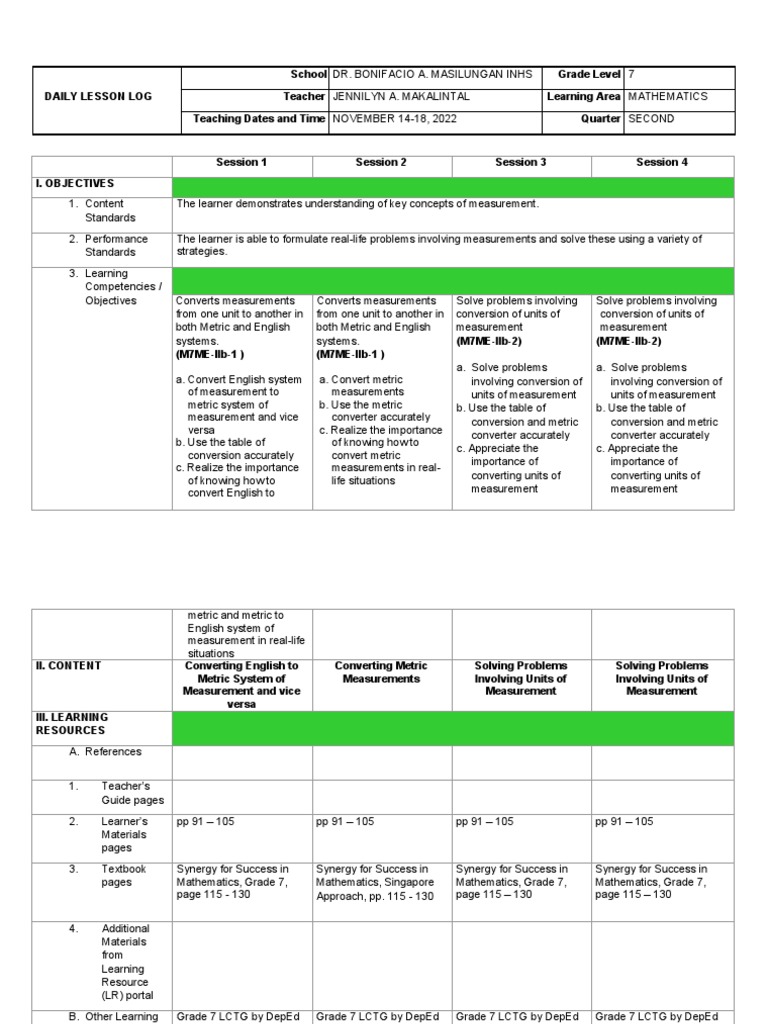 WEEK 2 - Q2 - Math 7 | PDF | Measurement | Weight WEEK 2 - Q2 - Math 7 | PDF | Measurement | Weight