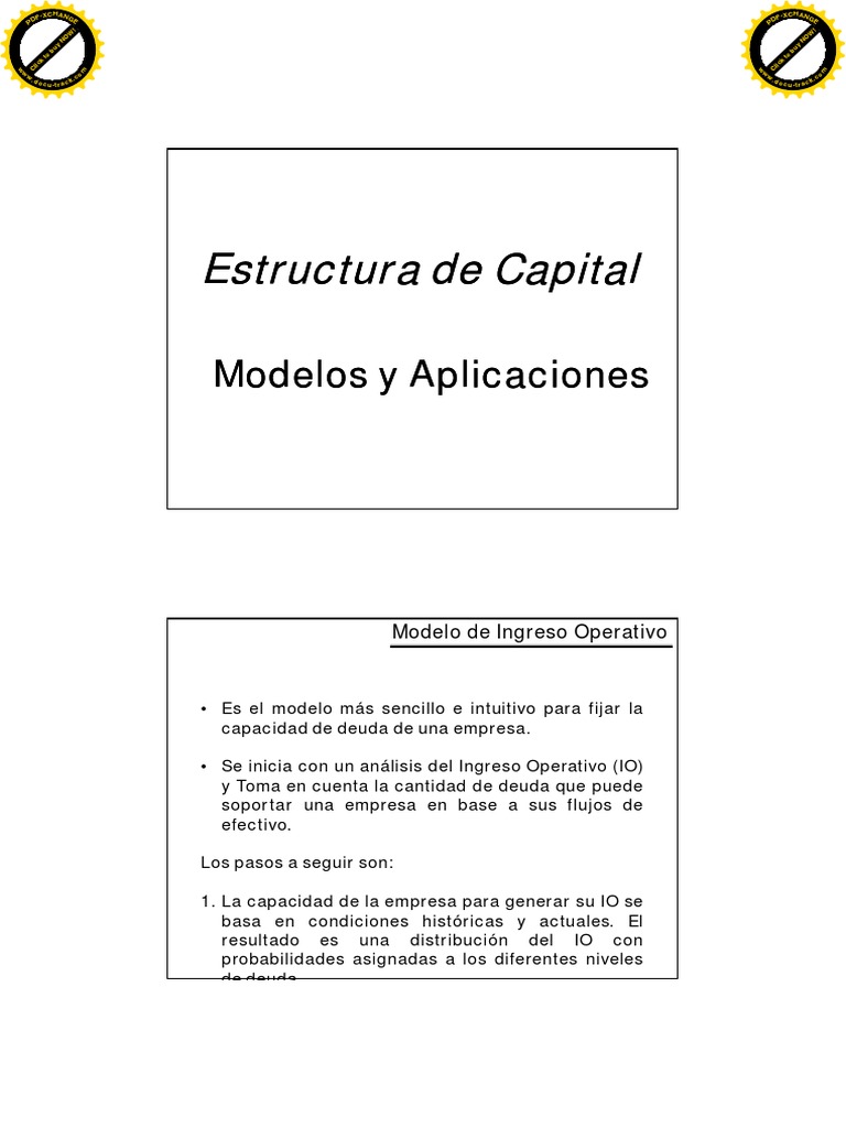 Modelos ESTRUCTURA DE Capital | PDF | Deuda | Business