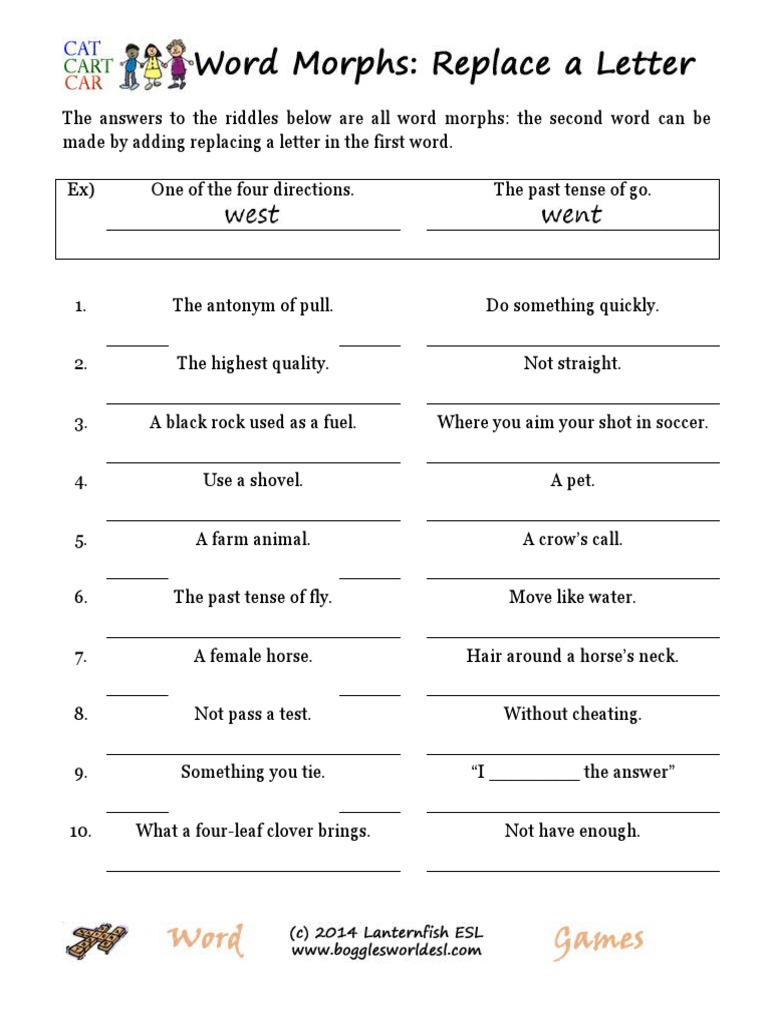 Word Morphs Replace 6 | PDF