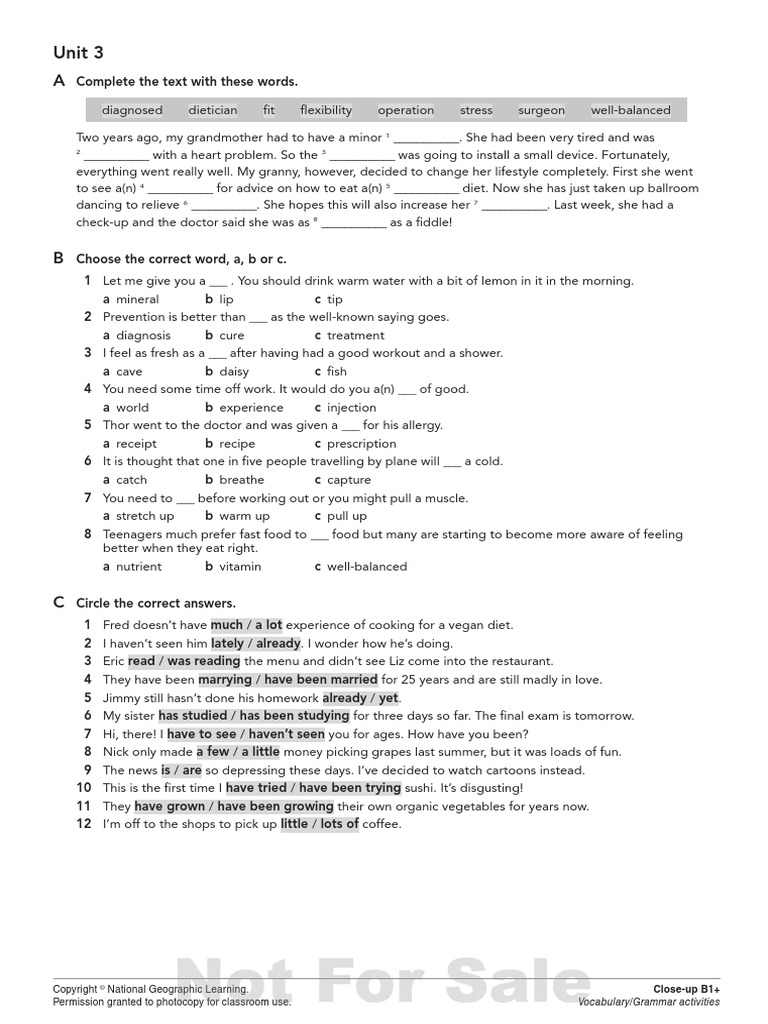 Extra Grammar and Voc Unit 3 | PDF | Food And Drink