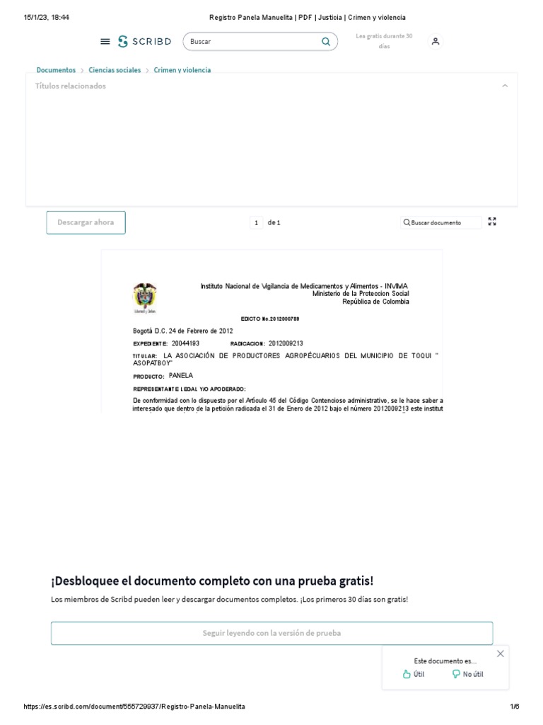 Registro Panela Manuelita - PDF - Justicia - Crimen y Violencia | PDF