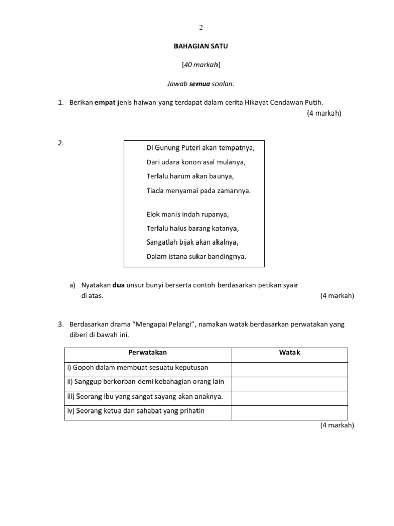 Soalan Sastera SPM | PDF