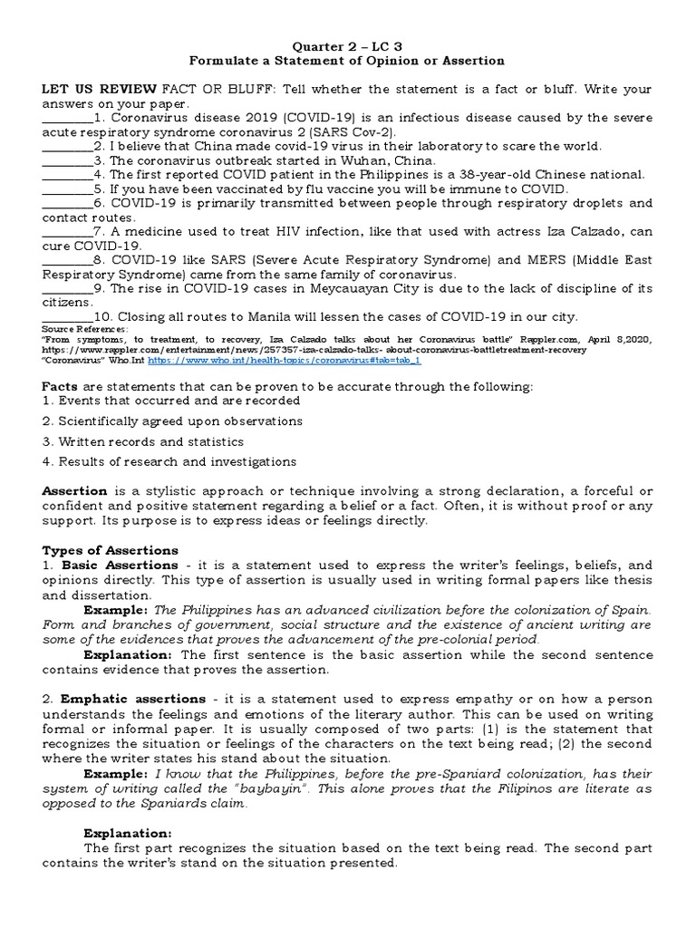 Types Of Assertion Pdf Medicine Clinical Medicine