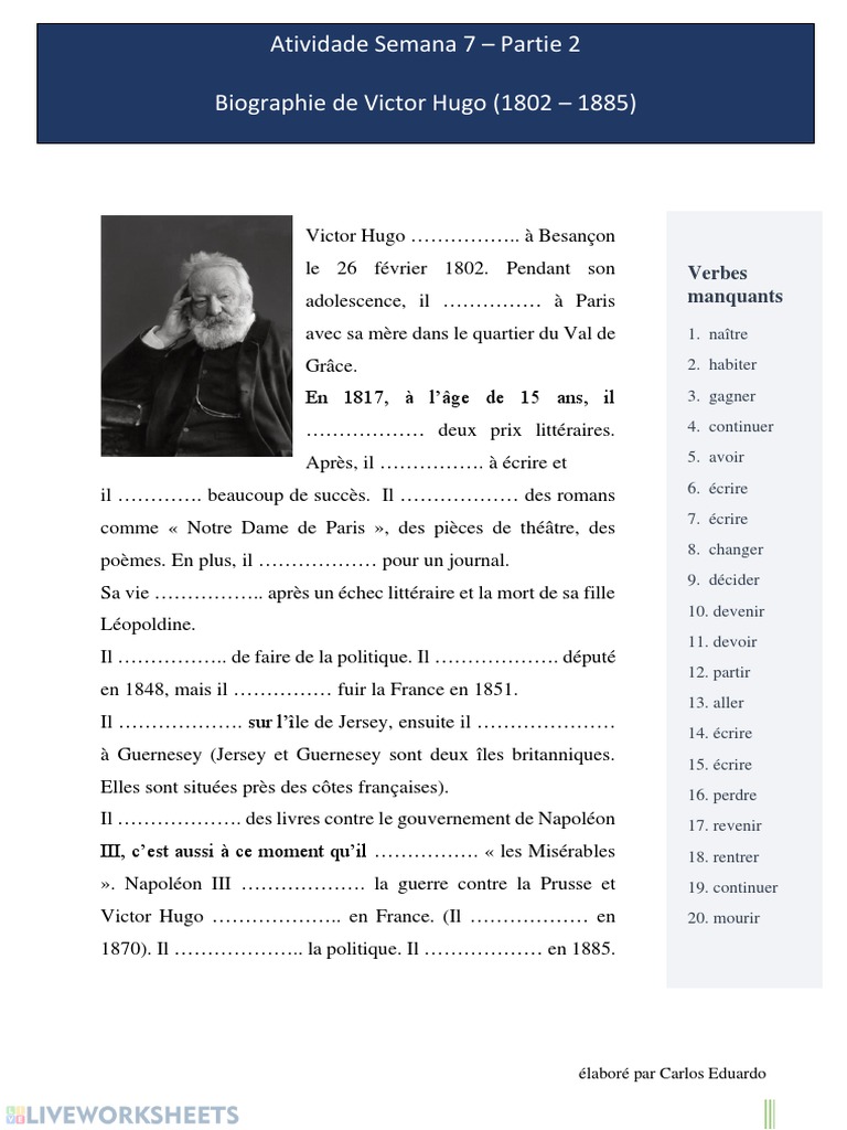 Biographie de Victor Hugo (1802-1885) | PDF | Victor Hugo | Ouverture ...