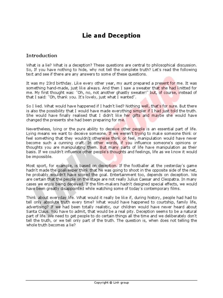 Modul 19 Lie and Deception | PDF | Deception | Syntax