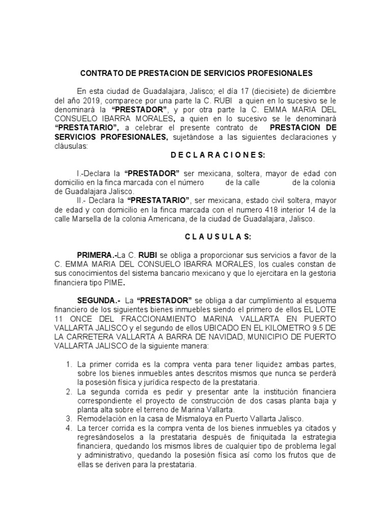 Contrato de Prestacion Financieros | PDF