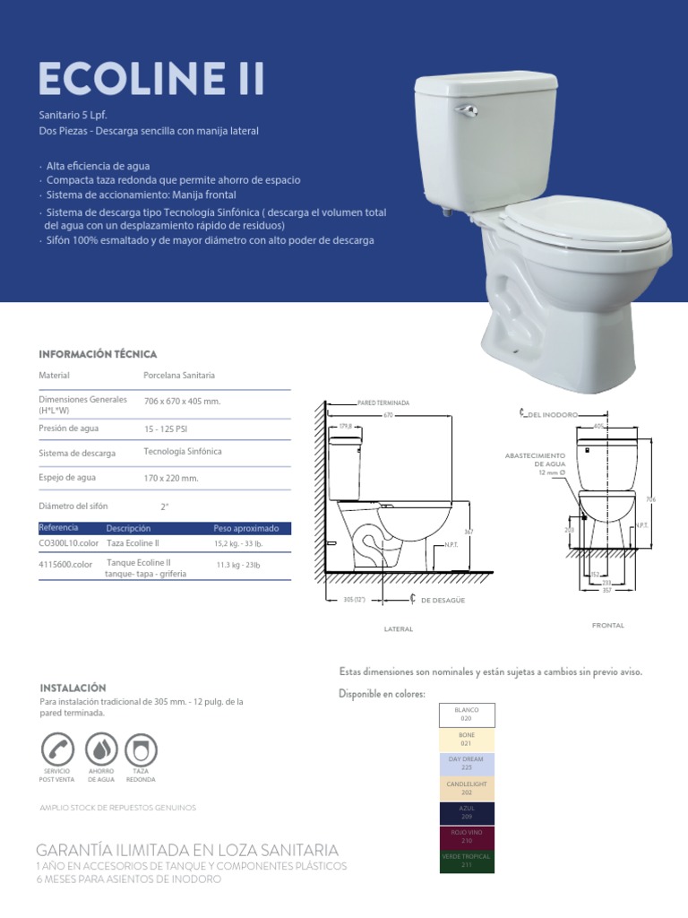 Ficha Tecnica Inodoro Ecoline | PDF