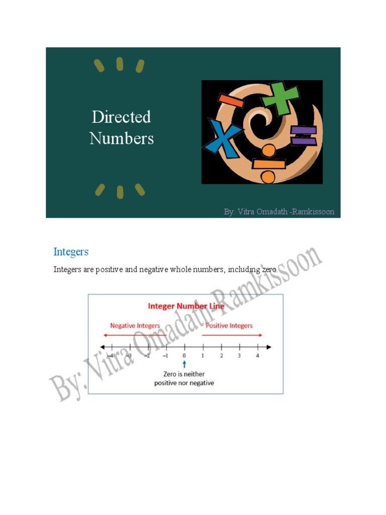 Lesson 1 - Directed Numbers & Substitution | PDF