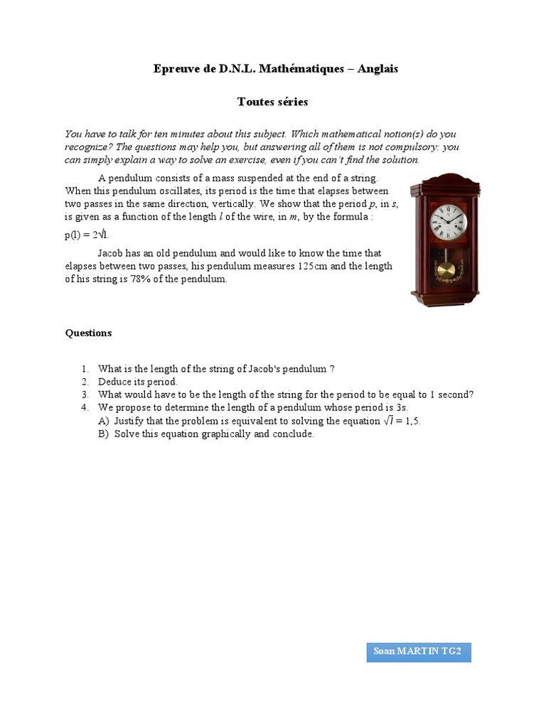 Pendule Pdf