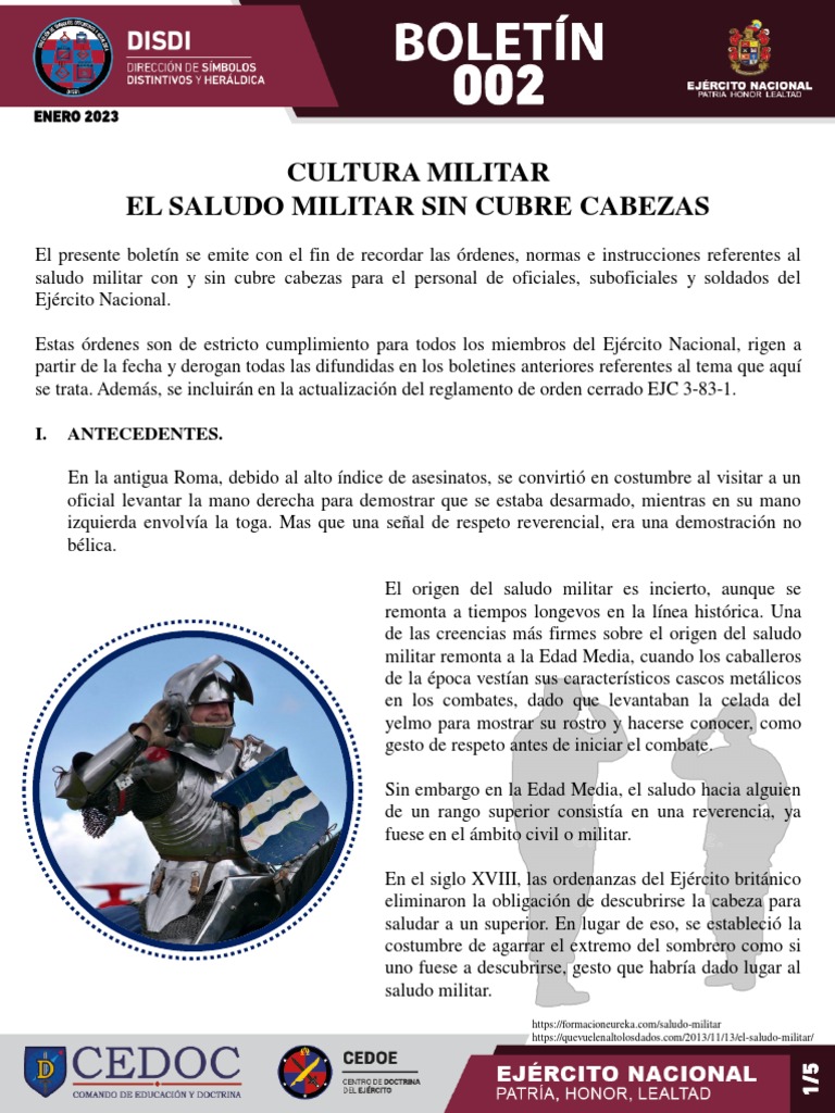 Boletín 002. ENE. Saludo Militar | PDF | Disciplinas
