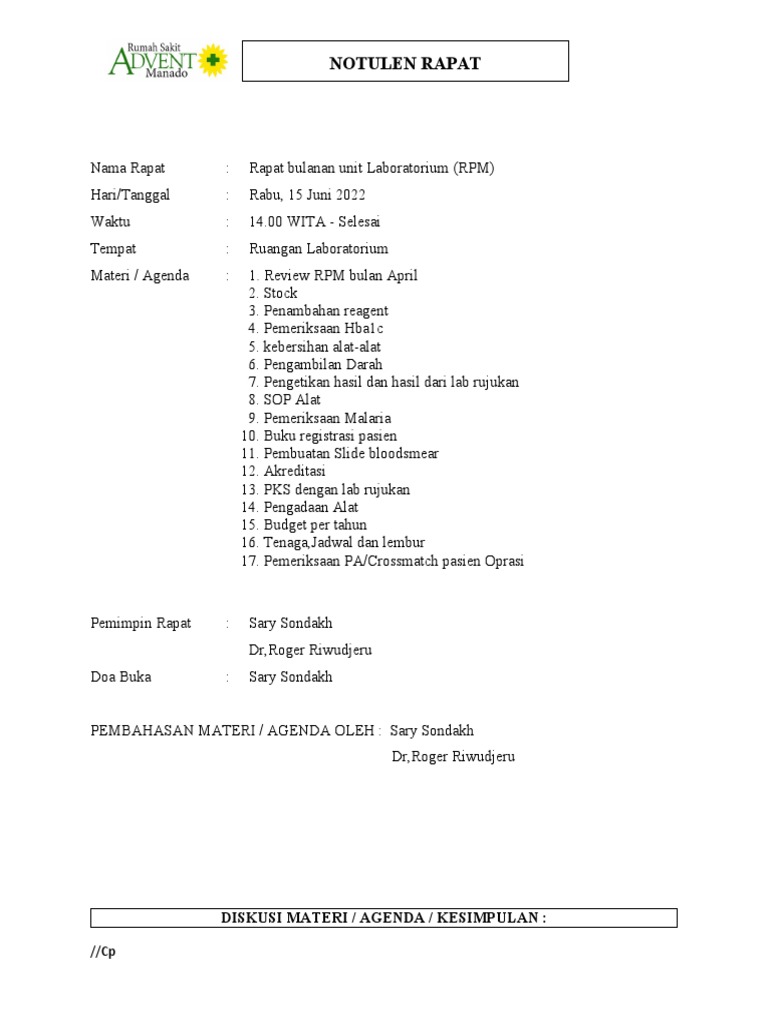 Notulen Rapat Lab | PDF