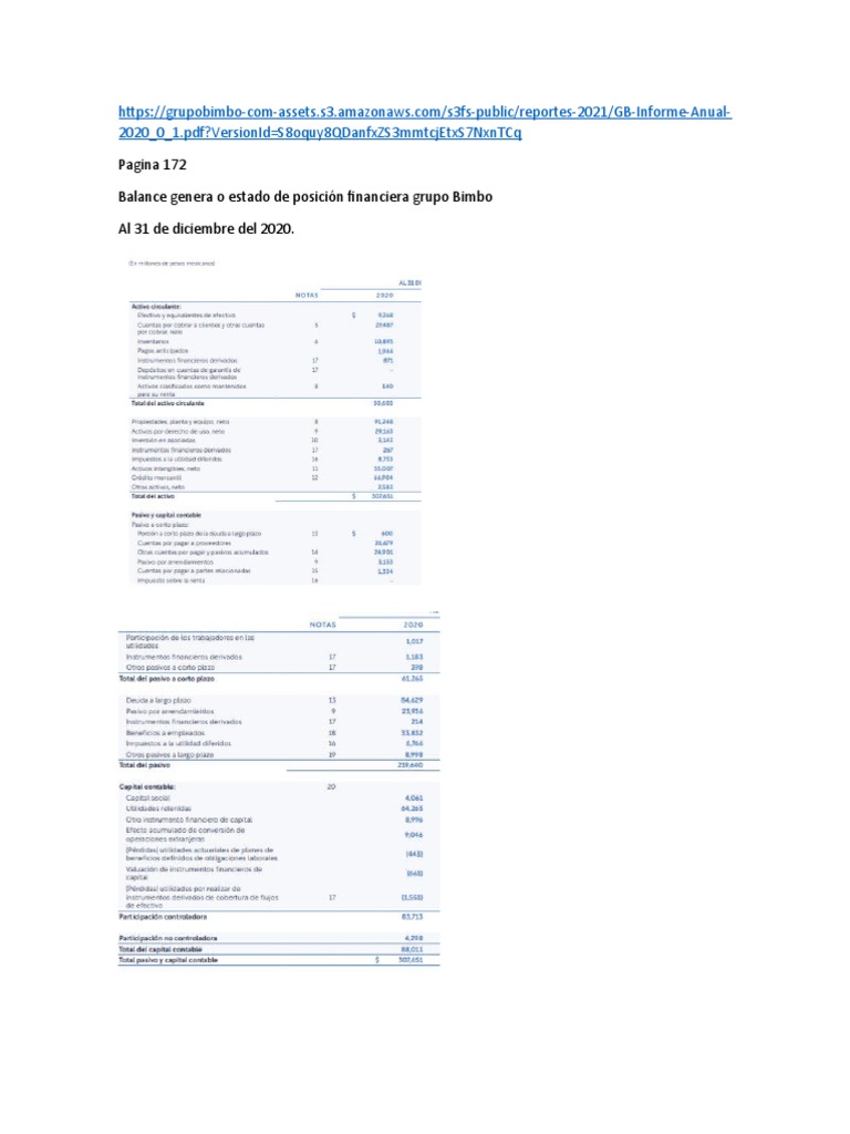 Estado Financiero Grupo Bimbo | PDF