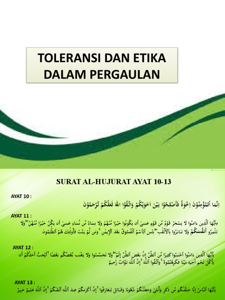 Toleransi Dan Etika Pergaulan | PDF